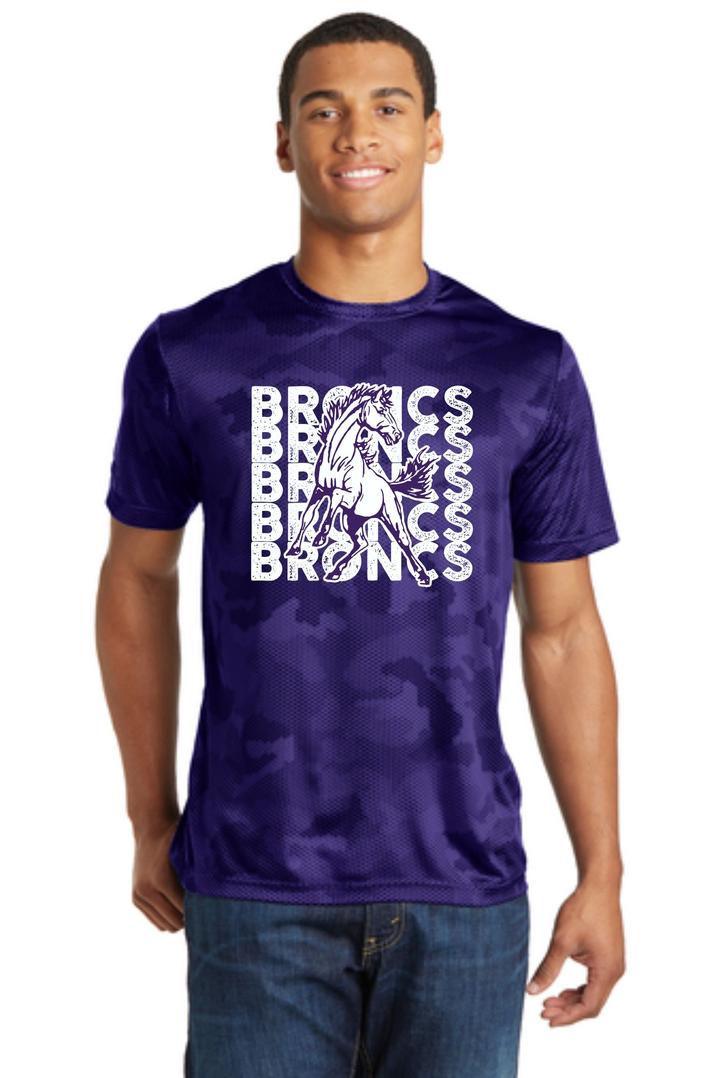 Bronc Booster – Sport-Tek® CamoHex Bronc Fade Tee – Dilly Prints, LLC